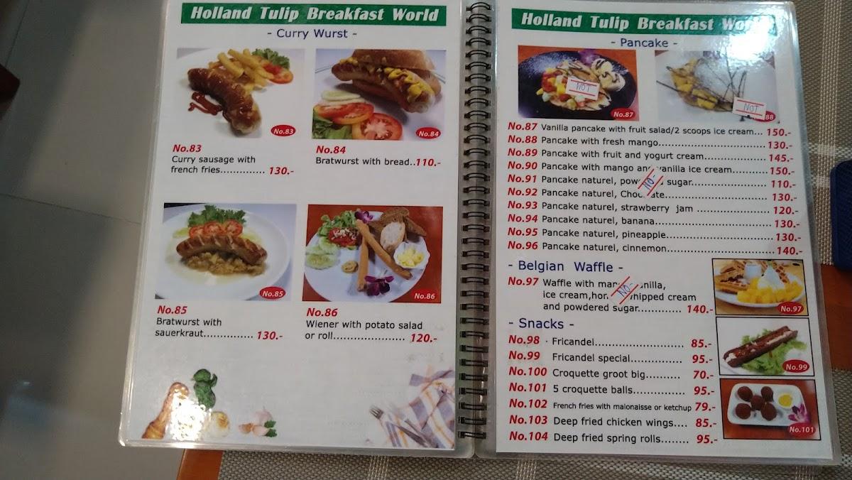 Menu at Holland Tulip Cafe and Bakery, Pattaya City