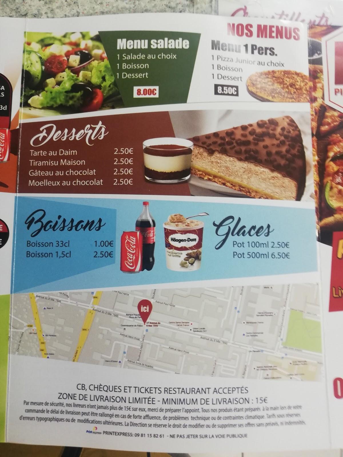 Menu at Ma Pizza restaurant, Sarcelles