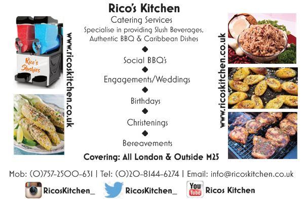 Menu at Rico's Kitchen restaurant, England