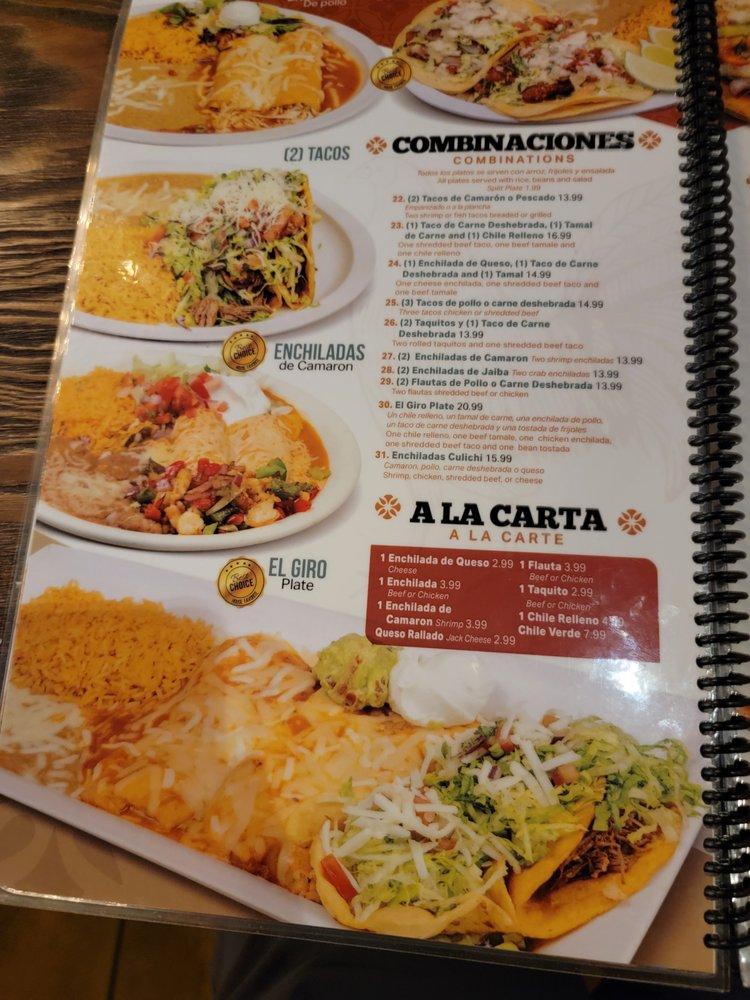 Menu at Taco Giro Mexican Grill restaurant, Sierra Vista