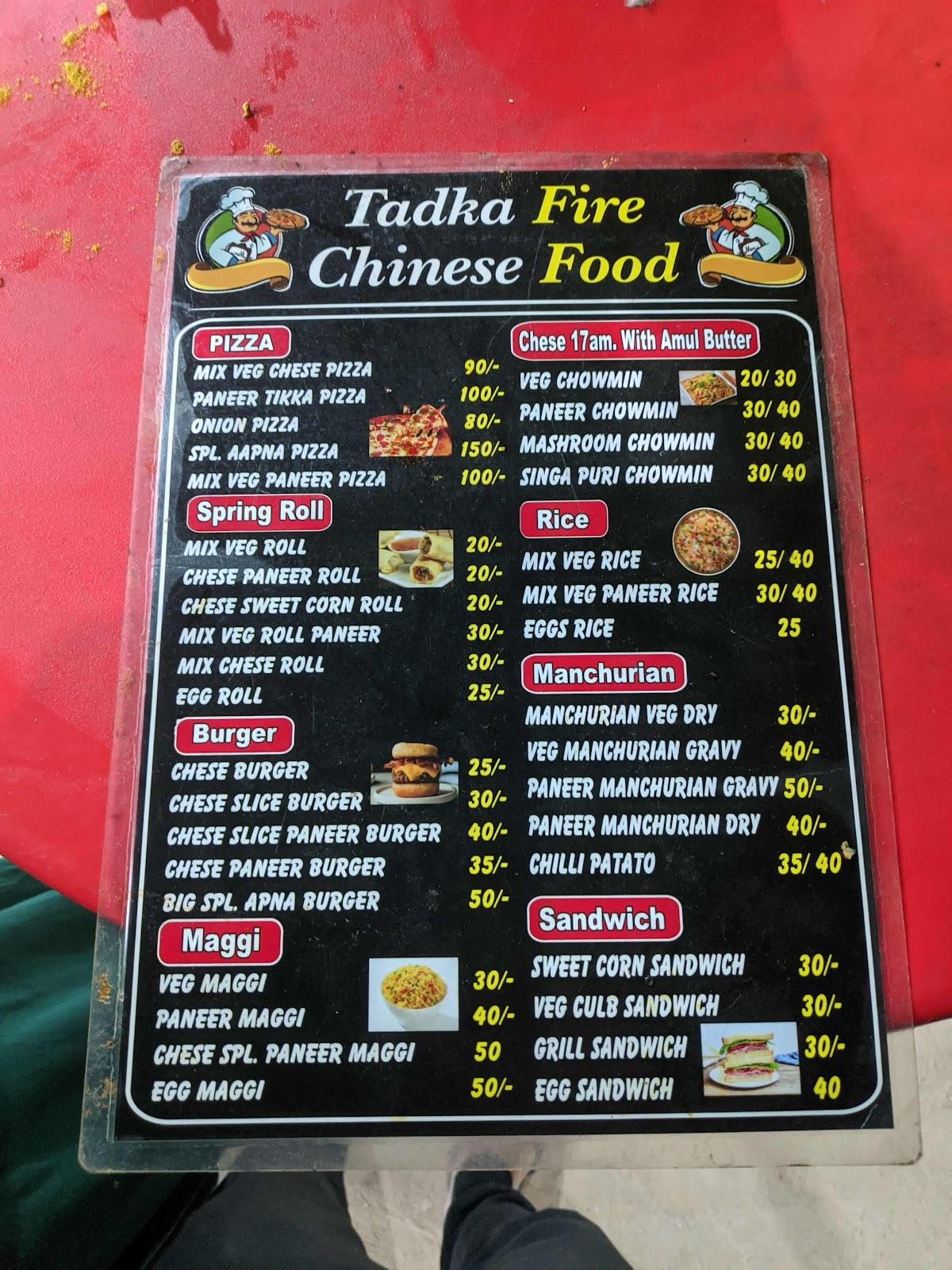 Menu at Tadka Fire Chinese Food, Agra