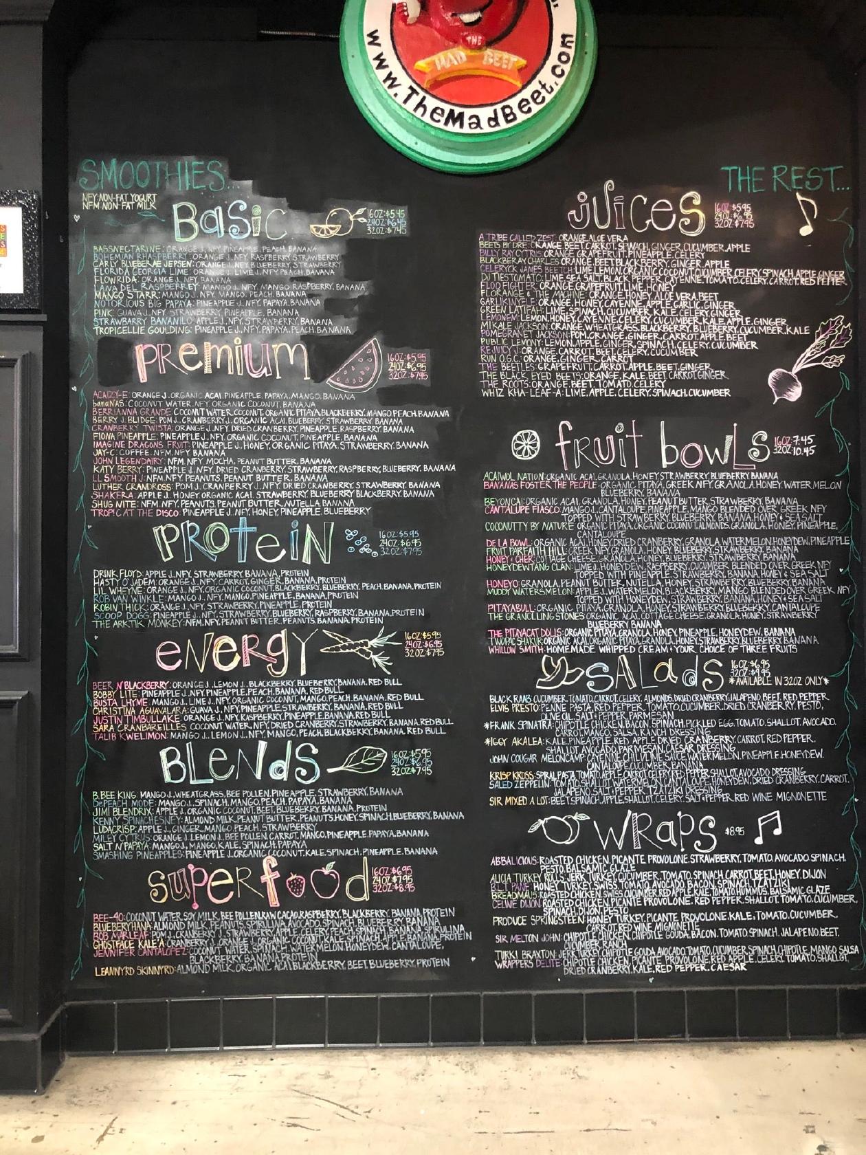 Menu at Mad Beet pub & bar, San Diego