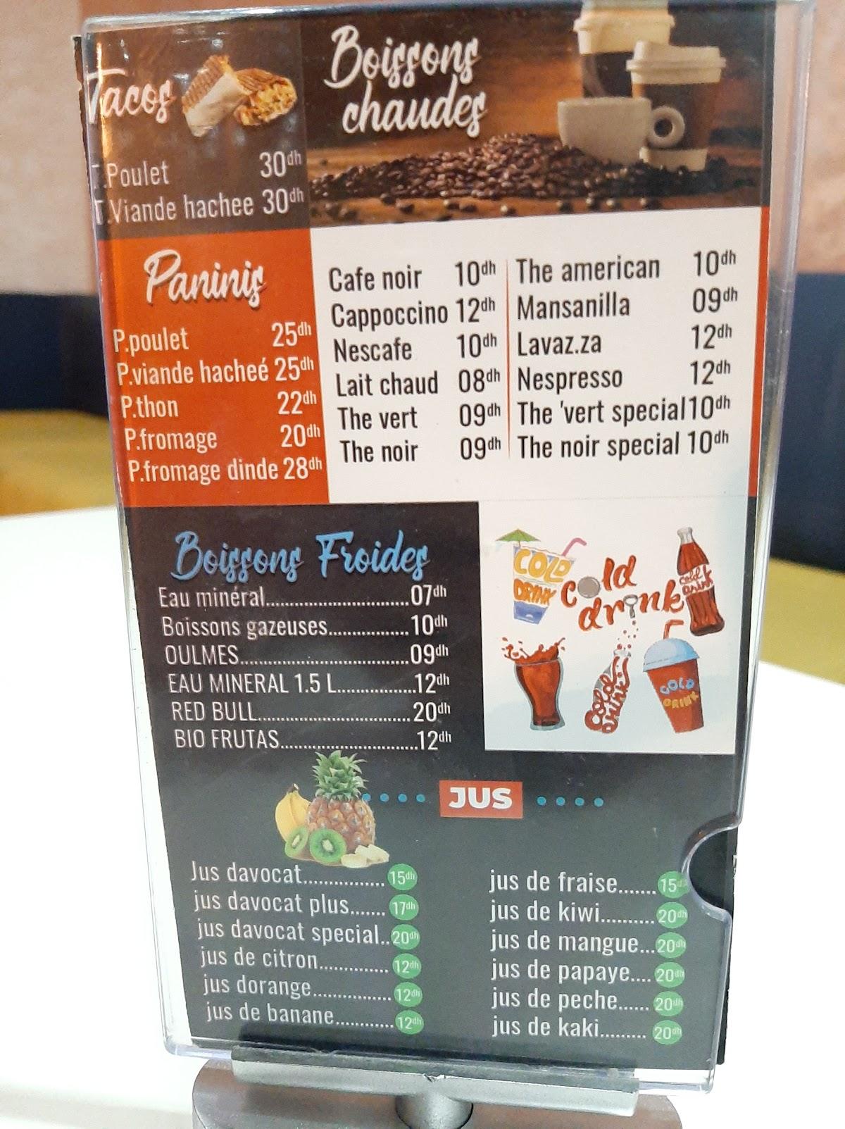 Speisekarte von Café Le Vata, Tanger