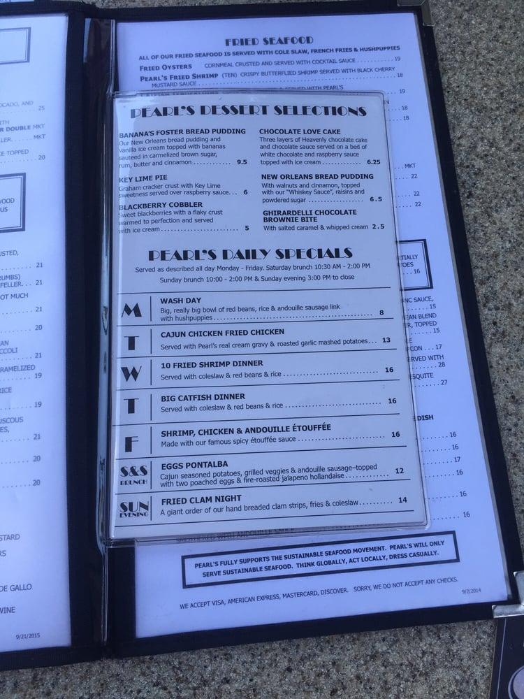Menu at Pearl's Oyster Bar, Oklahoma City, N Classen Blvd