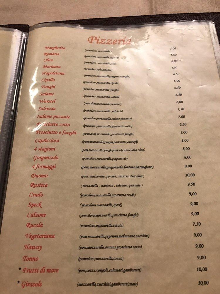 Menu da Ristorante Pizzeria Duomo, Pisa, Via Roma