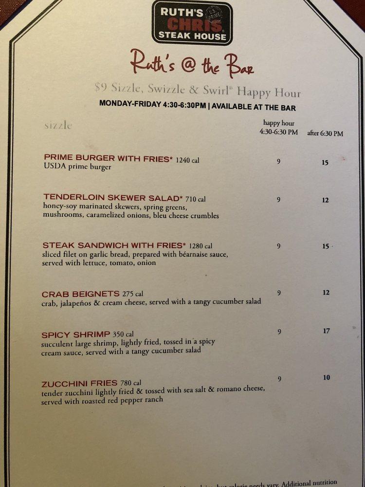 Menu at Ruth's Chris Steak House steakhouse, Savannah, 111 W Bay St