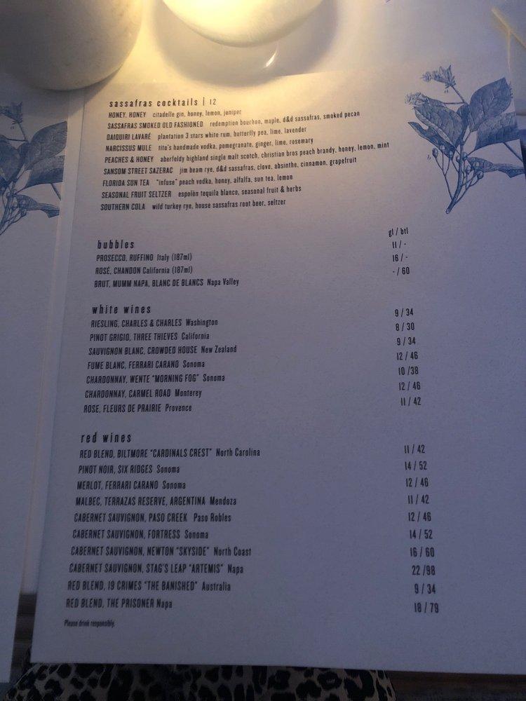 Menu at Sassafras pub & bar, West Palm Beach