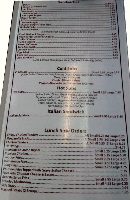 Menu at Brenda's Restaurant, Sherman, ME-158