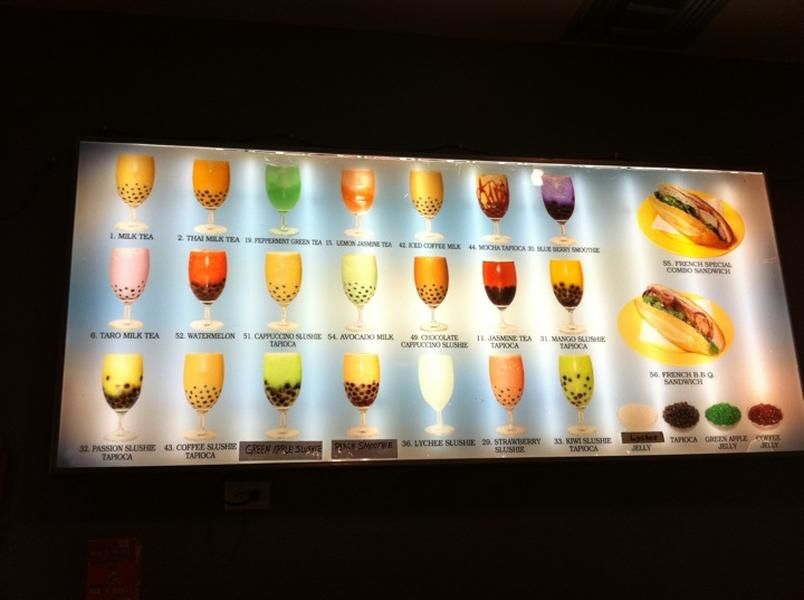 Menu at CHA CHA Teahouse cafe, Beaumont