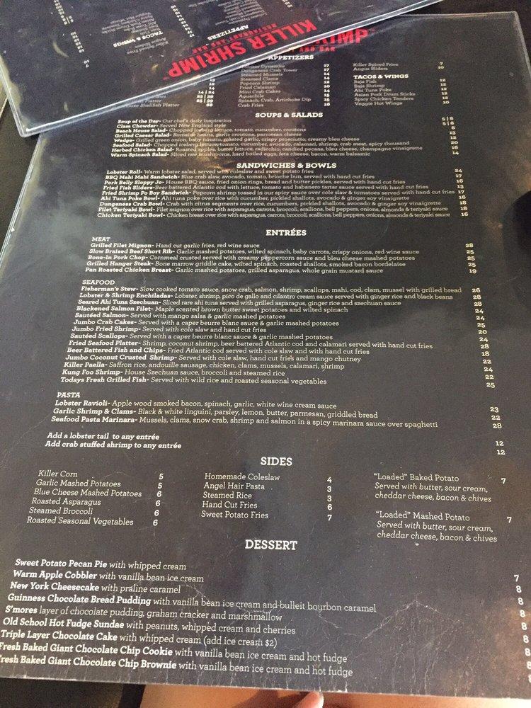 Menu at Killer Shrimp pub & bar, Marina del Rey, Admiralty Way