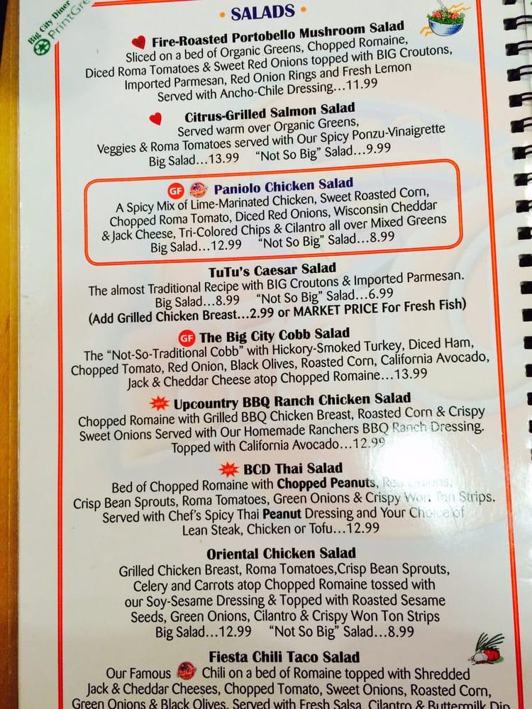 Menu at Big City Diner restaurant, Waipahu, 94-800 Ukeʻe Street #305
