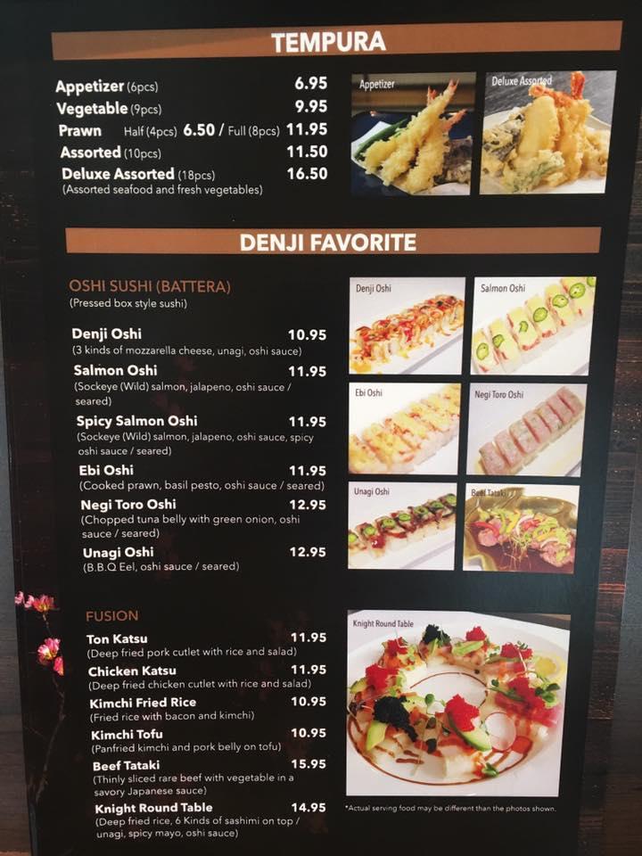 Menu at Denji Sushi Japanese restaurant, Surrey