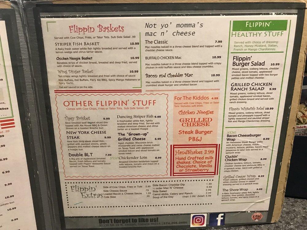 Menu at Flippin Cow pub & bar, Elkhart