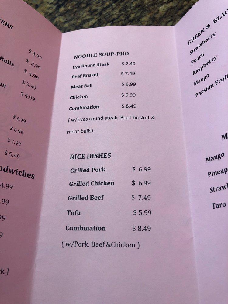 Menu at Kate Noodles restaurant, Houston