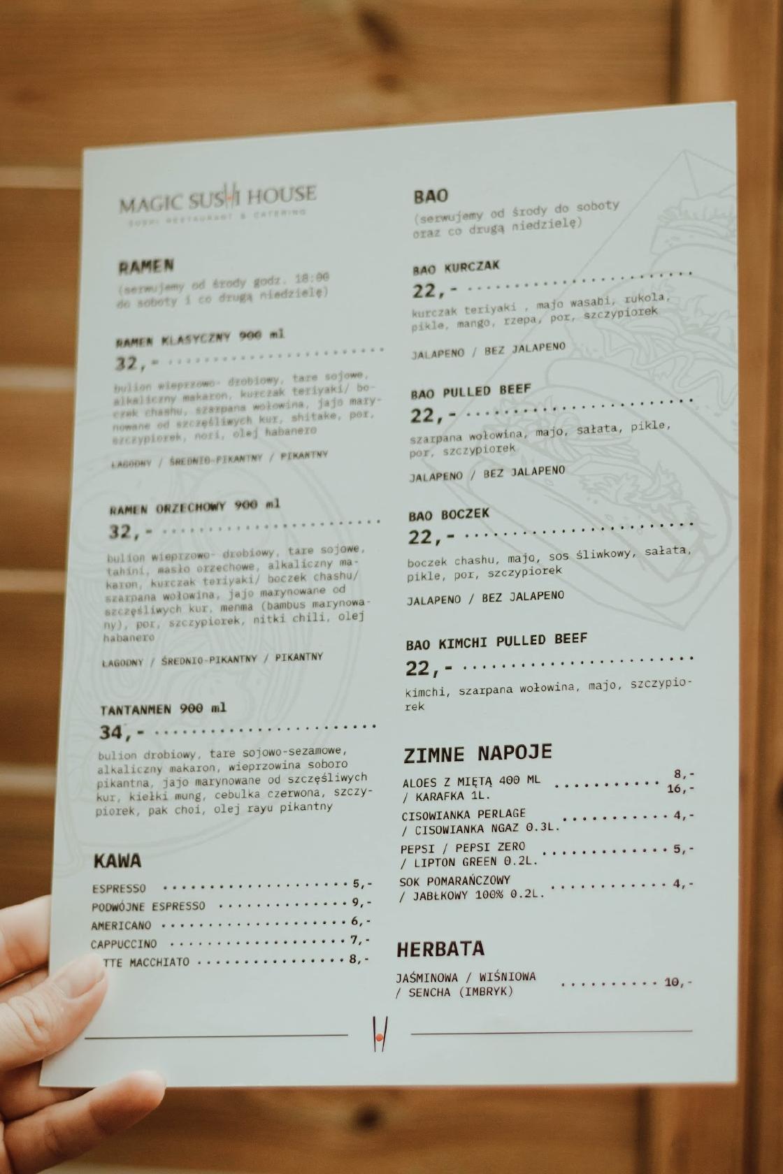 Menu at Magic Sushi House restaurant, Wegrow