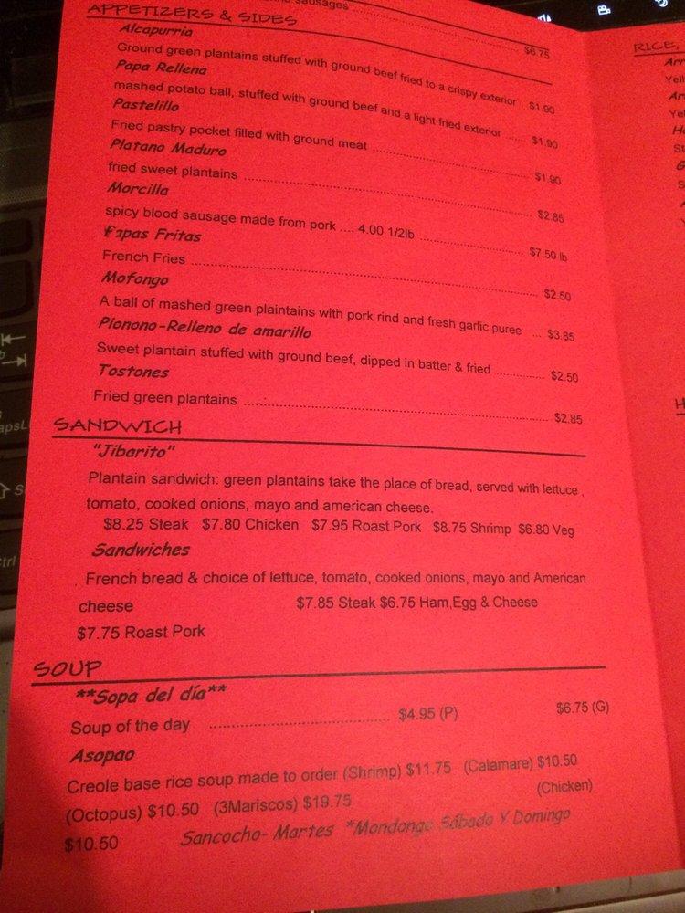 Menu at Cafe Central, Chicago