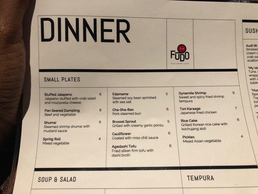 Menu at Fudo restaurant, Chamblee, 5070 Peachtree Blvd A-100