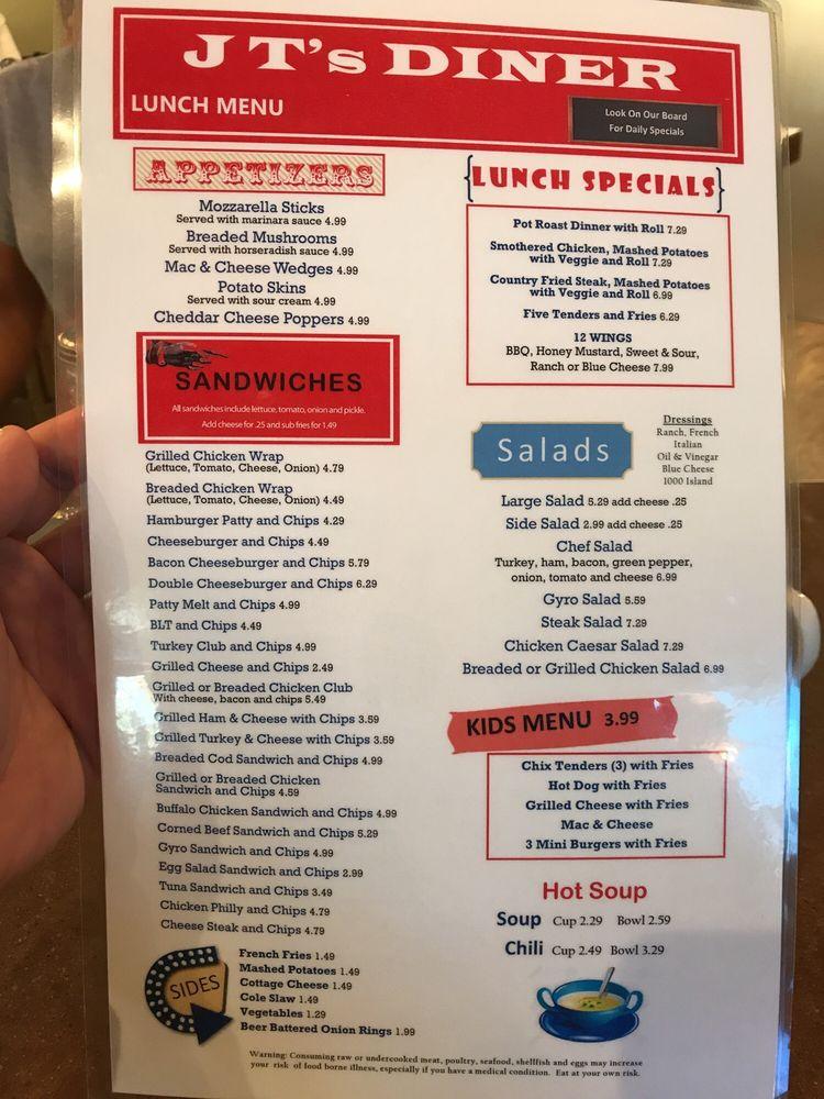 Menu at J T's Diner restaurant, Willoughby, Lakeshore Blvd