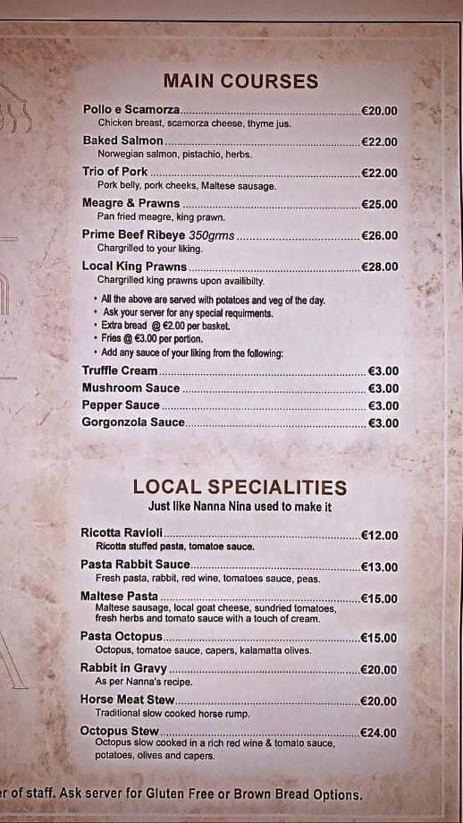 Menu at Mosta Bistro Lounge by Zizka restaurant, Mosta