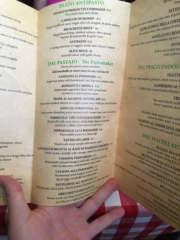 Menu at Pazzo Pomodoro - Vienna pub & bar, Vienna