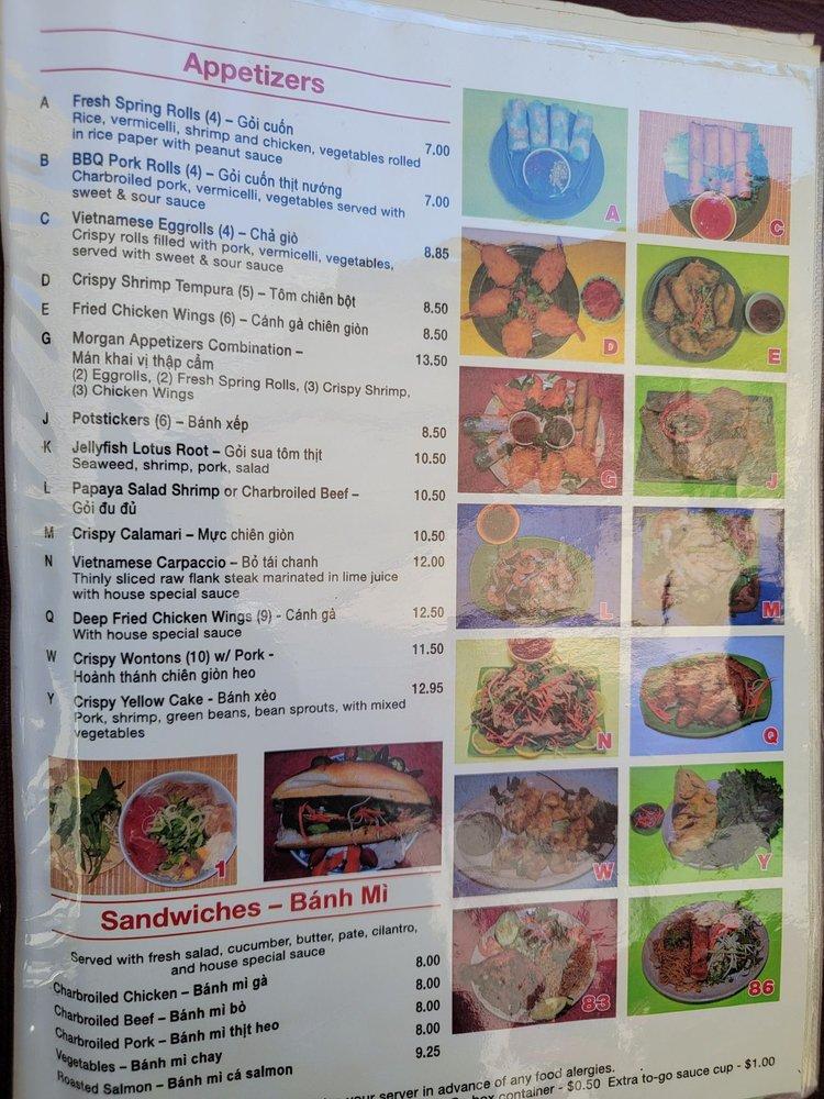 Menu at Pho Morgan Hill restaurant, Morgan Hill