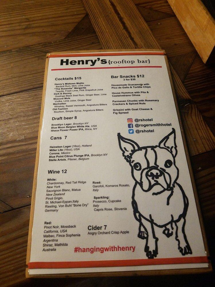 Menu at Henry's Rooftop Bar, West New York, 501 Lexington Ave