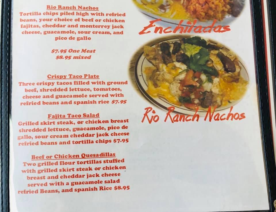 Menu at Rio Ranch Cafe, Kerrville