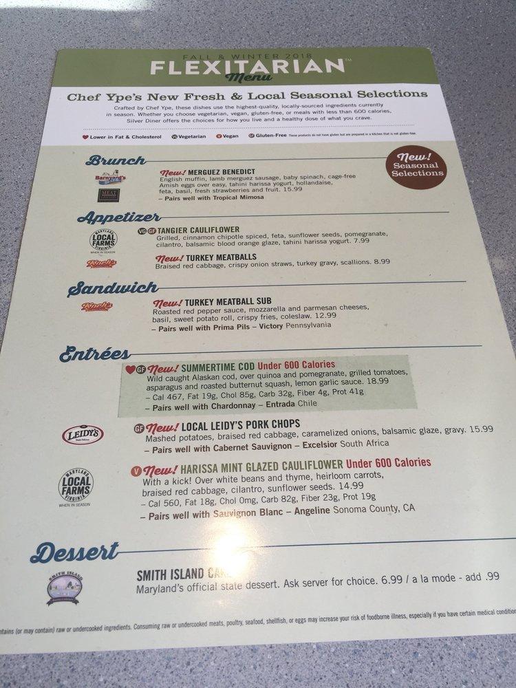 Menu at Silver Diner restaurant, Merrifield, Porter Rd