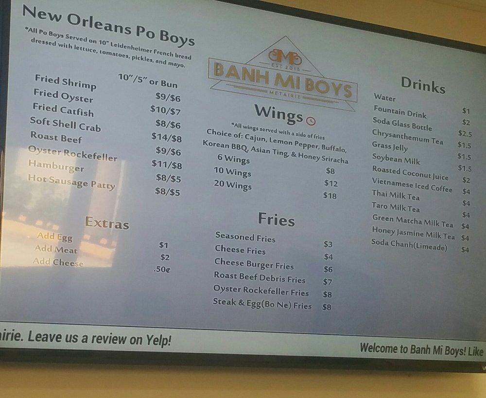 Menu at Banh Mi Boys restaurant, Metairie, Airline Dr Suite B
