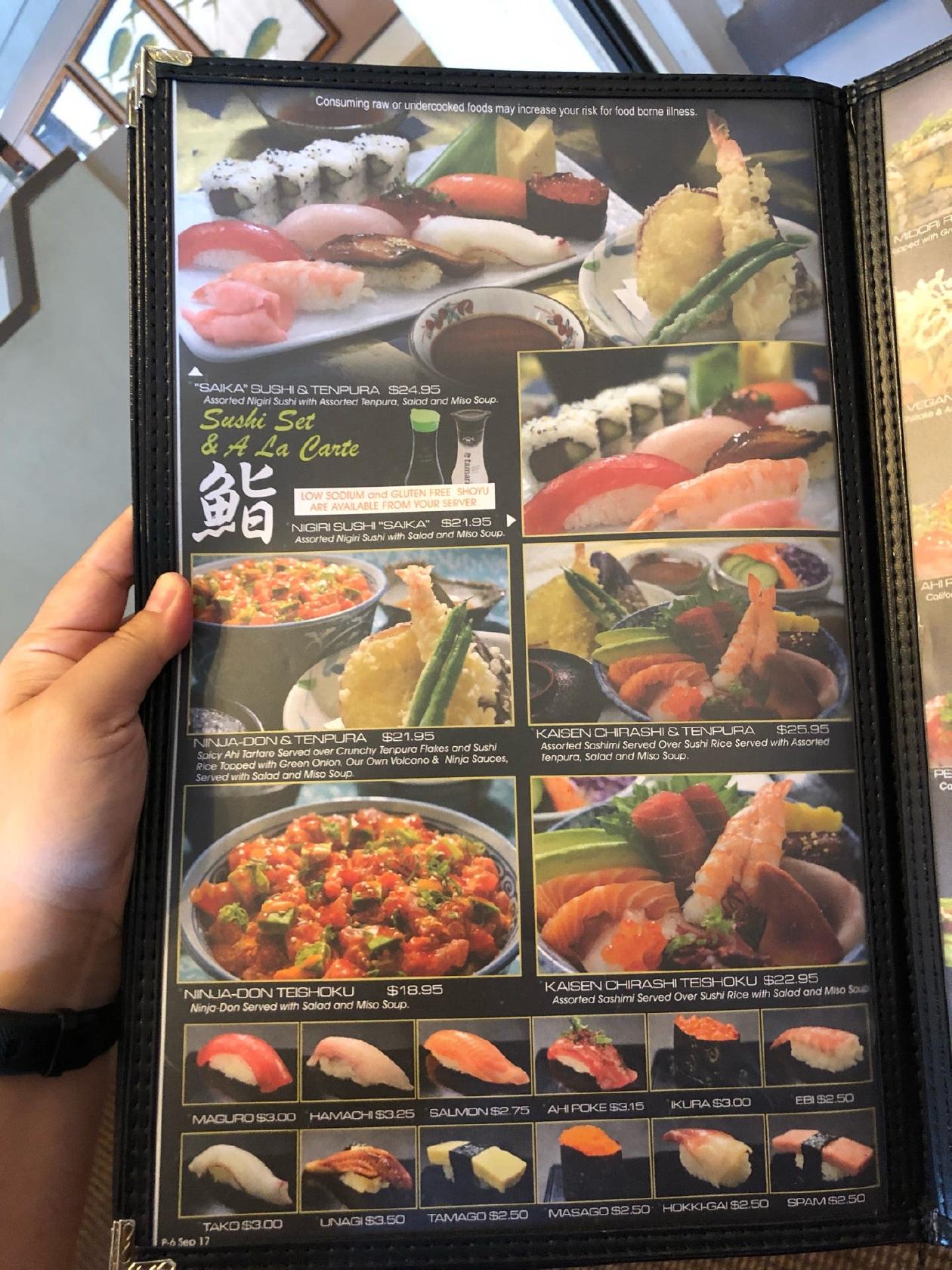 Menu at Gyotaku Japanese Restaurant, Pearl City, 98-1226 Kaʻahumanu St
