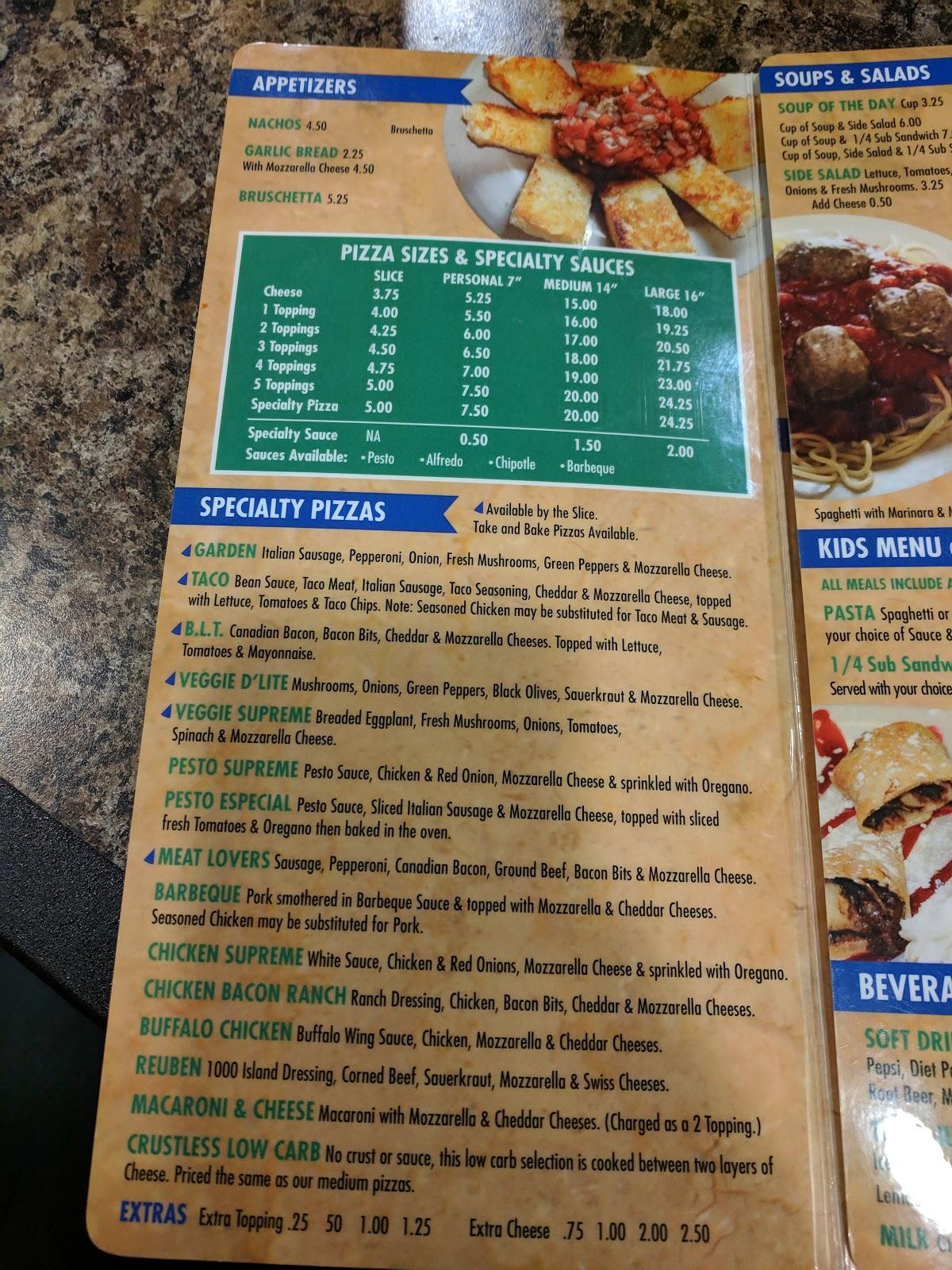 Menu at Pizza & Subs pizzeria, Rock Island, Blackhawk Rd