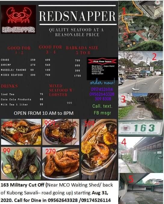 Menu at Redsnapper 2 restaurant, Baguio