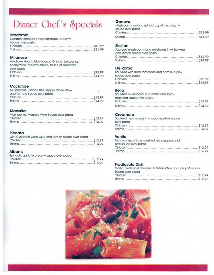 Menu at Roma's Pizza and Pasta pizzeria, Columbus