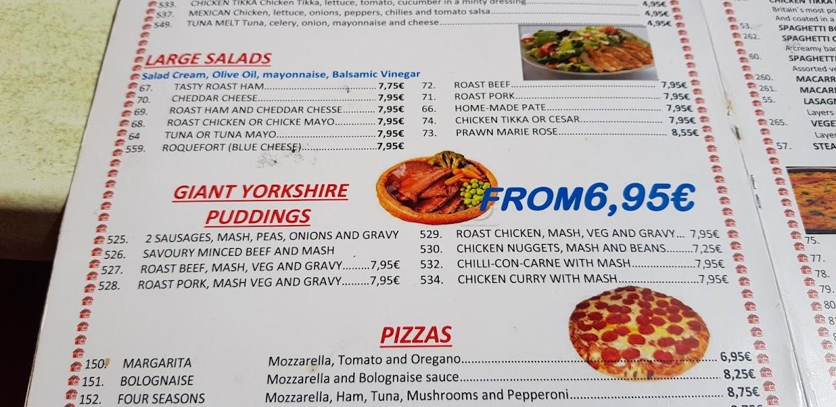 Menu at Tom Brown's restaurant, Magaluf, Carrer Contralmirall Pou