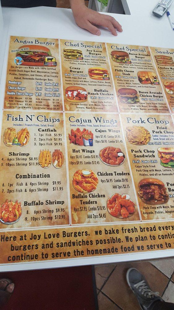 Menu at Joy Love Burger restaurant, Houston, Memorial Dr suite b