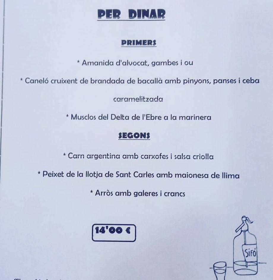 Carta del pub y bar La TasKa De Sisco, Ulldecona
