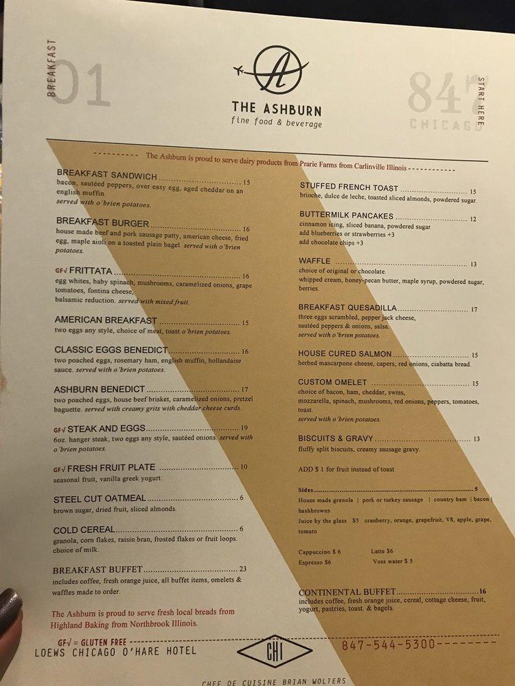 Menu at The Ashburn, An American Gastropub, Rosemont