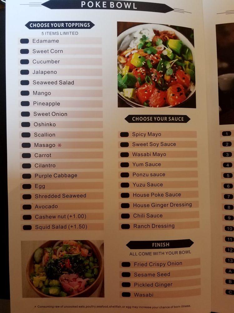 Menu at Yamada Sushi & Poke restaurant, Naperville