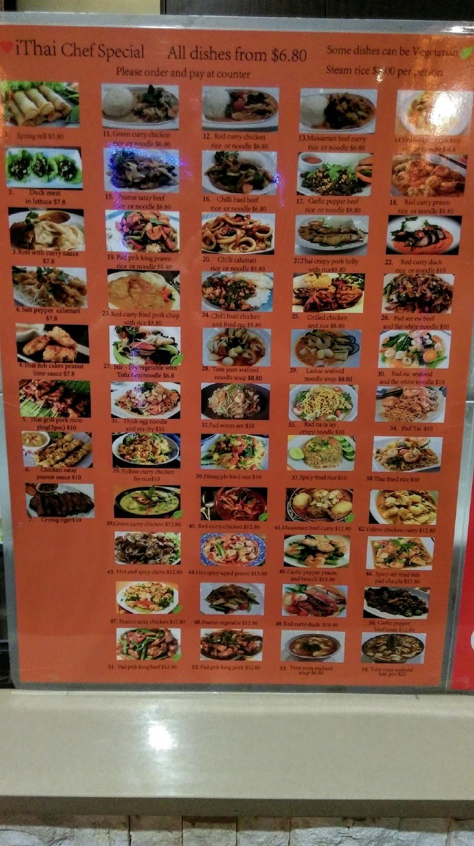 Menu at iThai Restaurant, Sunnybank