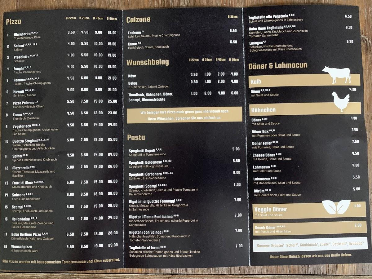 Speisekarte von Baba Haus restaurant, Paderborn