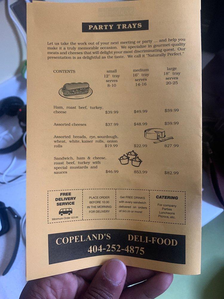 Menu at Copeland Deli, Atlanta, Meridian Mark Rd #180