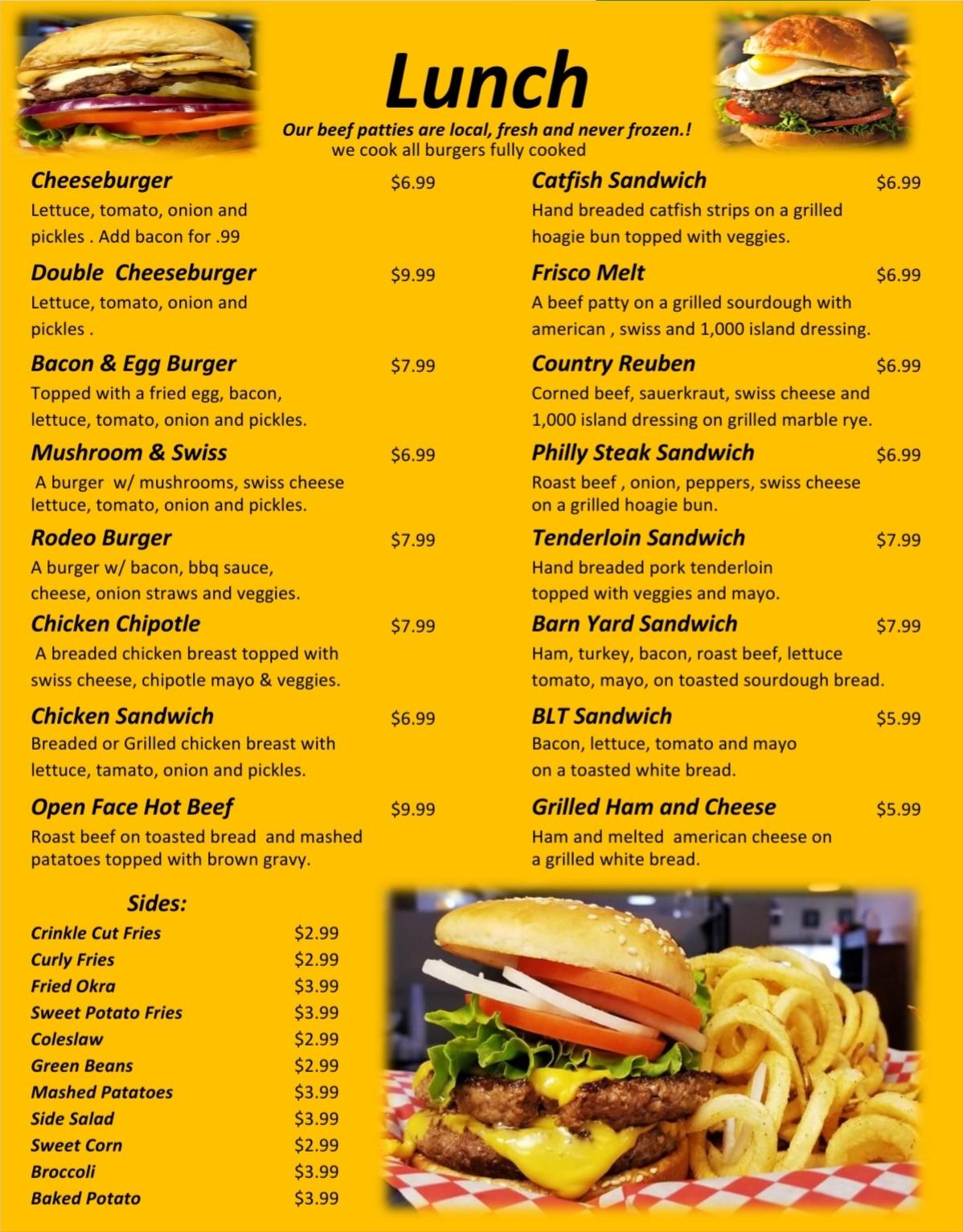 Menu at Red Barn Cafe, Mount Vernon, 107 W Mt Vernon Blvd