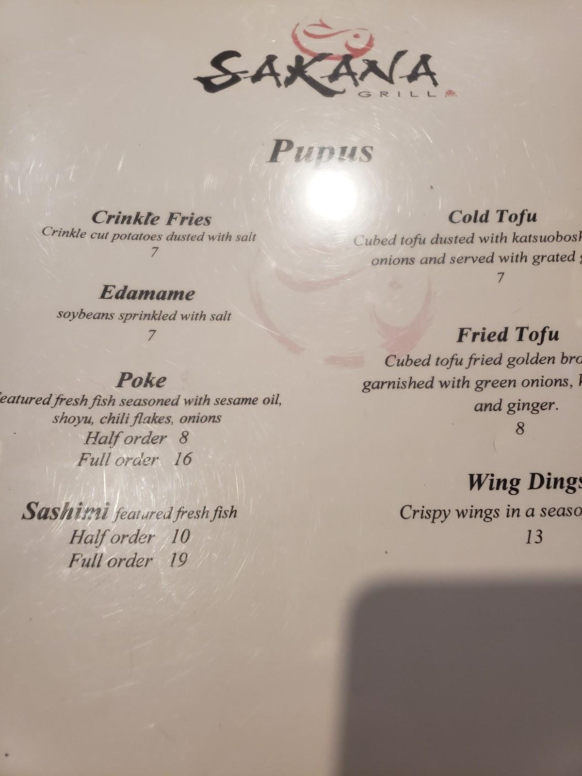 Menu at Sakana Grill pub & bar, Honolulu