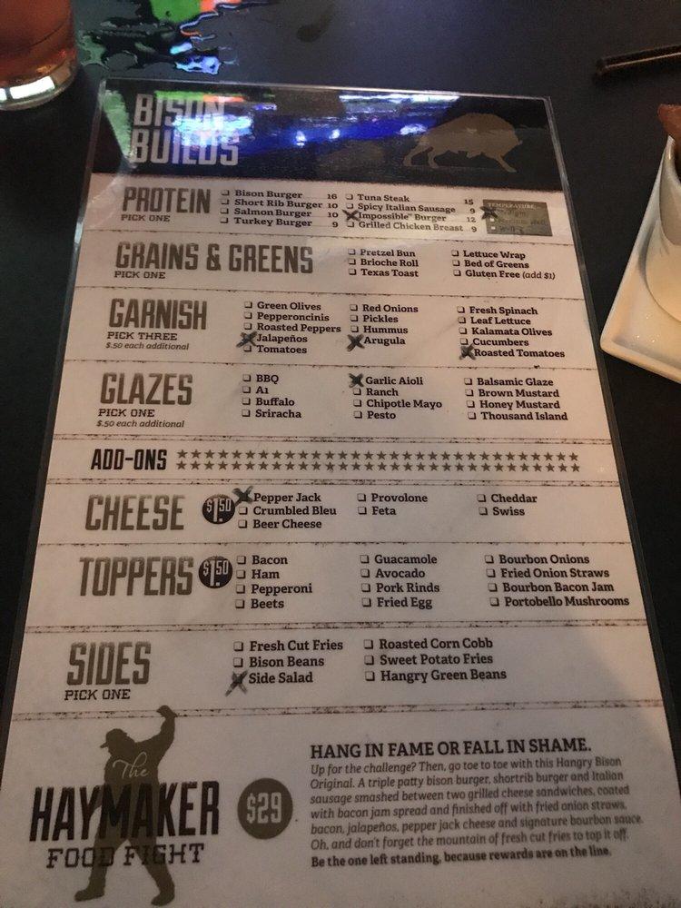 Menu at The Hangry Bison pub & bar, Winter Park