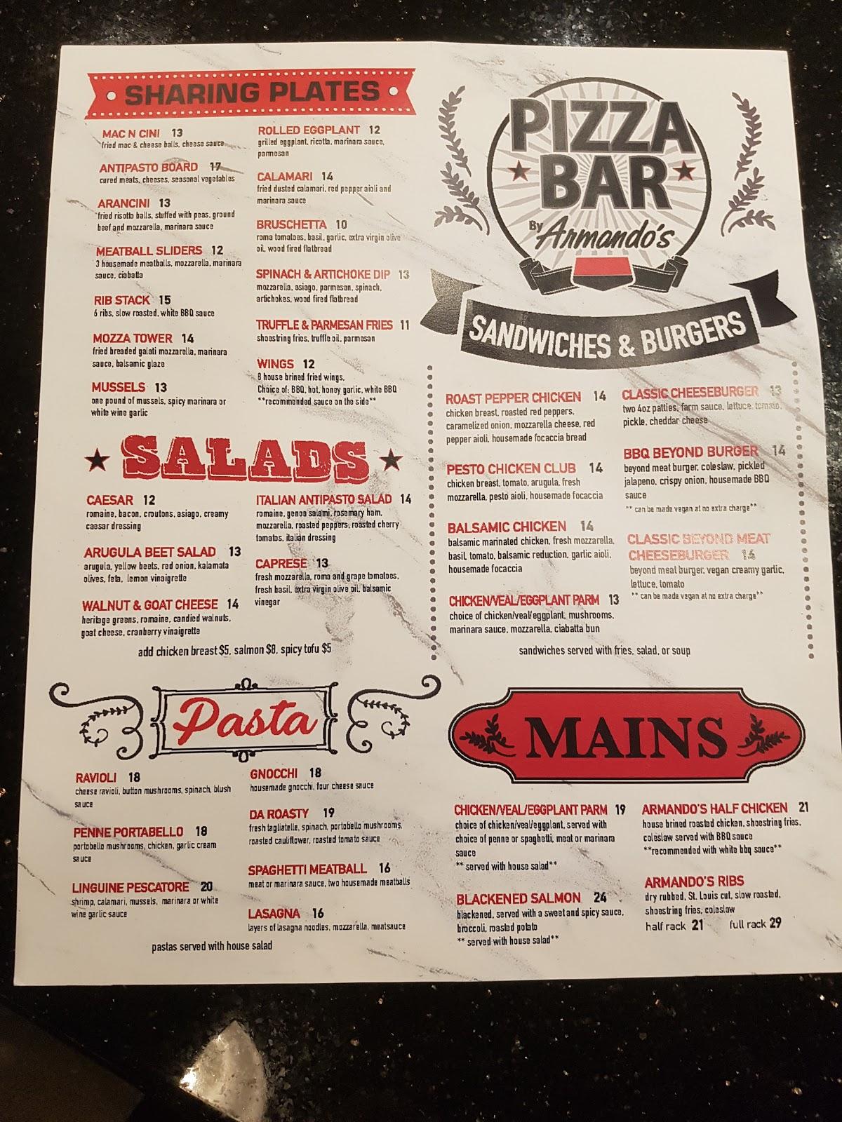 Menu at Armando's Pizza - Cabana Rd. pizzeria, Windsor, 326-1a