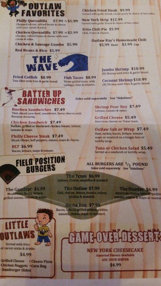 Menu at Outlaw Ray's Grill & Bar, Crosby, FM 2100