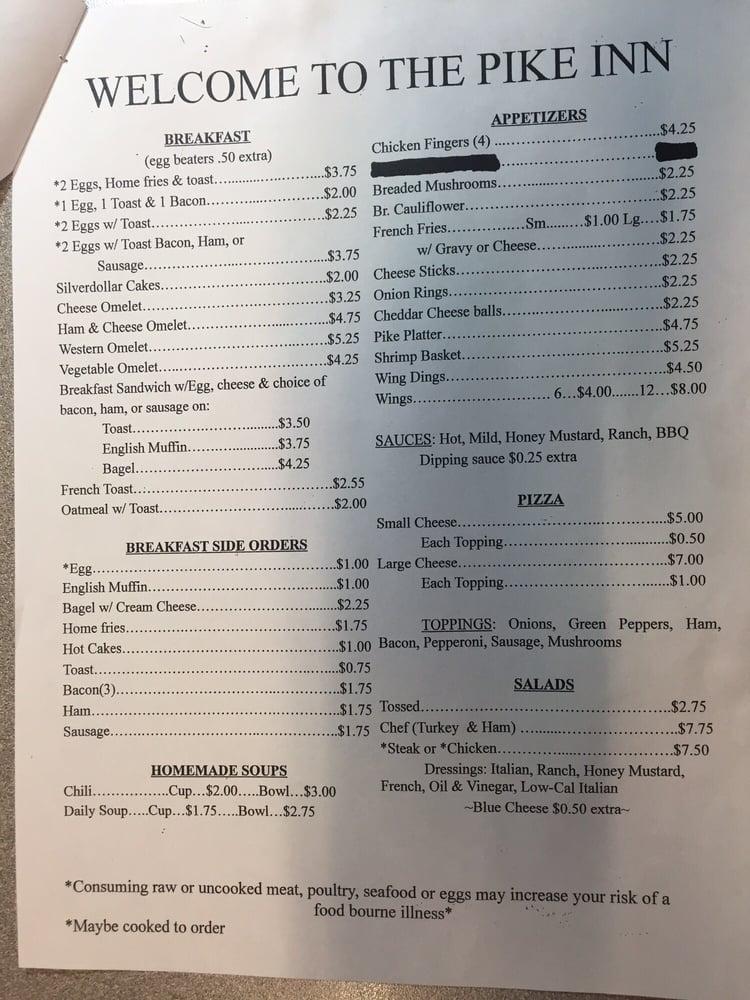 Menu at Pike Inn (The Pike Steakhouse & Pub), Johnstown