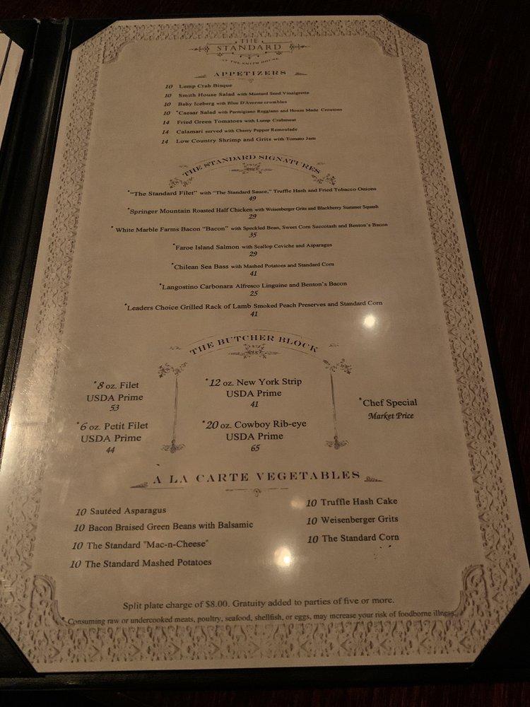 Menu at The Standard pub & bar, Nashville, 167 Rosa L Parks Blvd