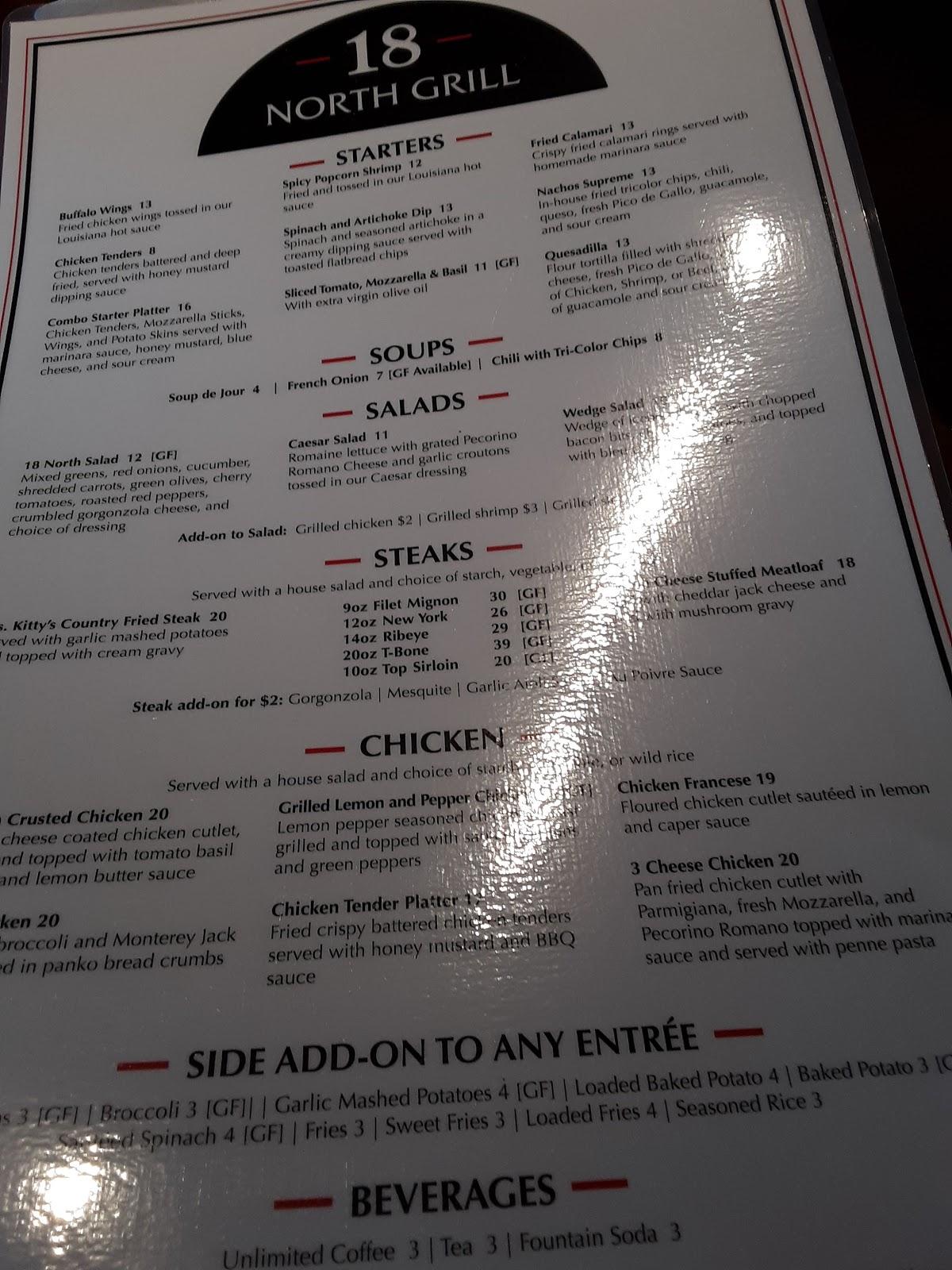 Menu at 18 North Grill BBQ, Fishkill
