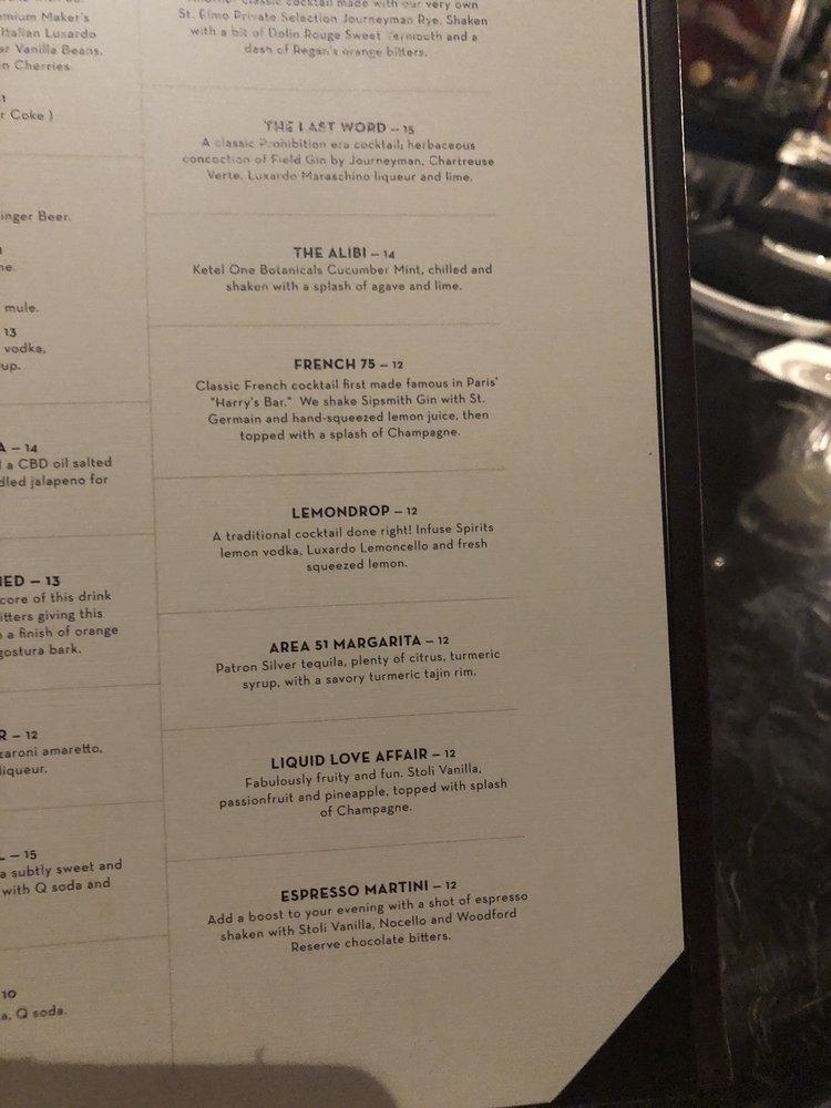 Menu at 1933 Lounge by St. Elmo pub & bar, Fishers, District N Dr Suite 1120